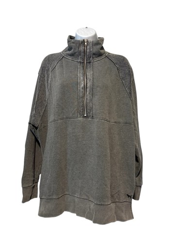 Pink Victoria’s Secret Women’s Gray Fuzzy 1/4 Zip Mock Neck Pullover L ...