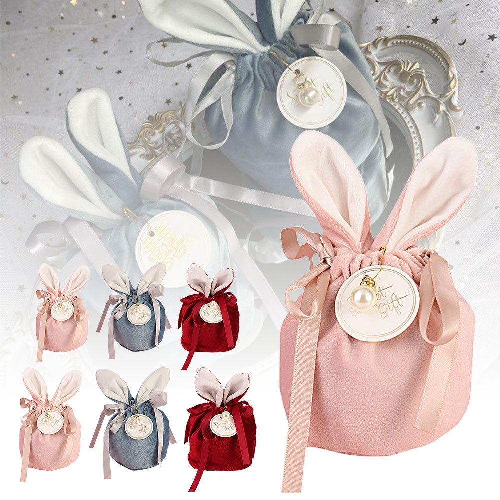 10x Pouch Candy Bunny Easter Jewelry Organizer Rabbit Wedding Gift ...