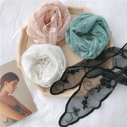 Foulard Fin Et Doux En Dentelle Florale Longue Écharpe Brodée De Fleurs ...