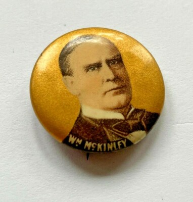 1900 William McKinley Presidential Campaign Pinback Button Gold Tone 1. ...