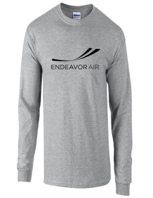 Endeavor Air Black Logo American US Airline Geek Sport Gray Long Sleeve ...