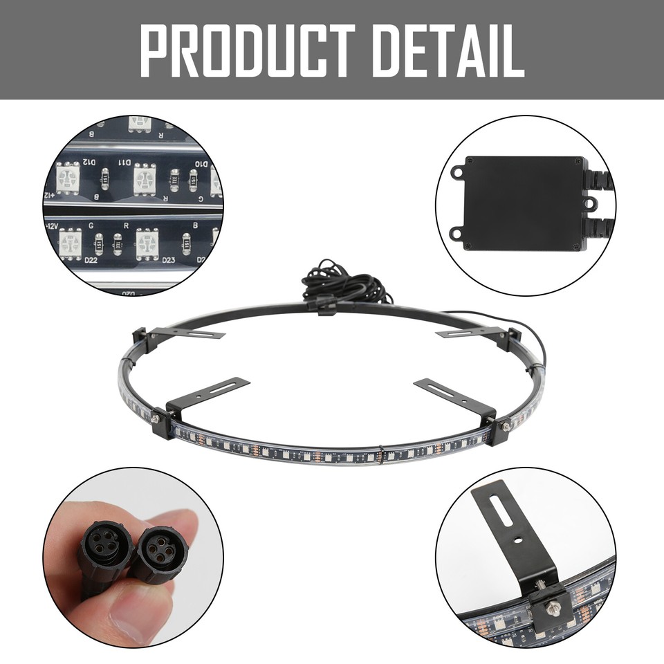 4x17.5'' RGB Wheel Ring Lights LED Light Rim For Chevrolet Corvette C5 ...