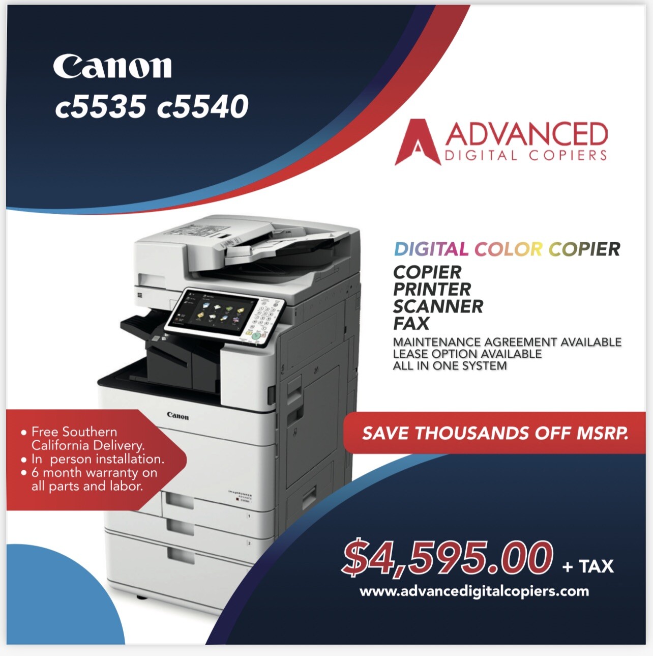 CANON ADVANCE C5535i DIGITAL COLOR COPIER / PRINTER/COPIER/SCANNER ...