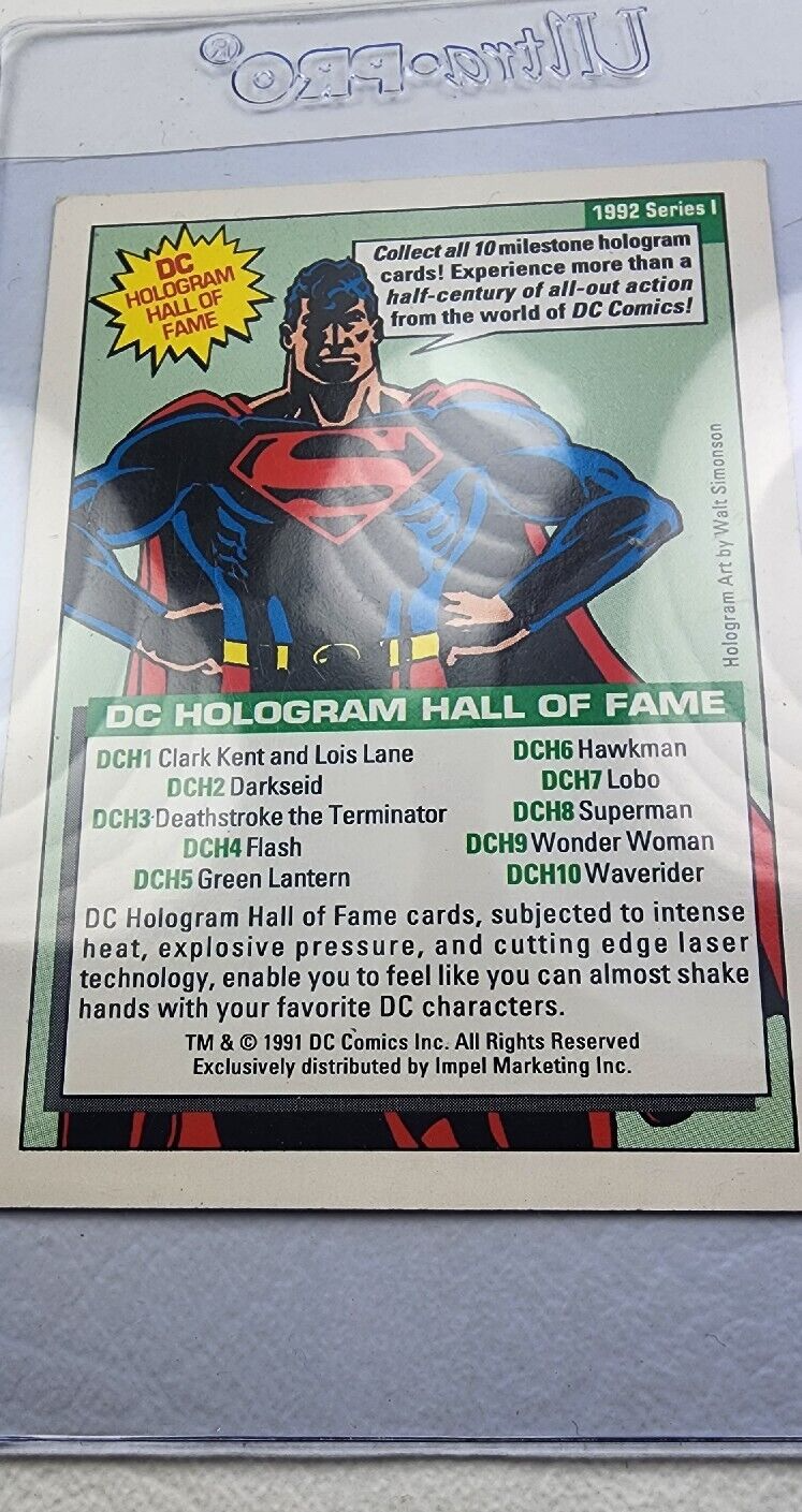DC Comics 1992 Series 1 DC Hologram Hall of Fame SuperMan DCH8 Superman ...