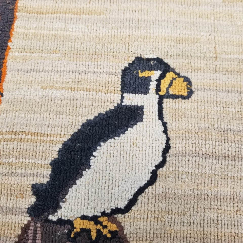 Grenfell Labrador Industries Hand Made Hooked Matt Rug Puffin Bird 8" X ...