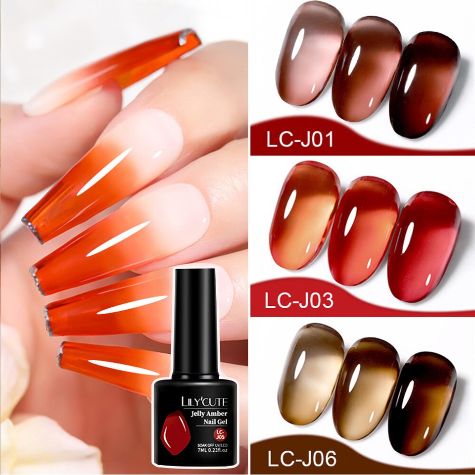 Jelly Amber Gel Nail Polish Crystal Translucent Dull Color Nail Art Gel ...
