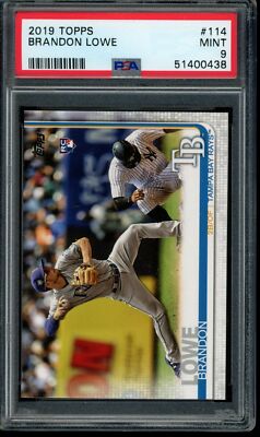 2019 Topps Series 1 #114 Brandon Lowe PSA 9 Mint RC Rookie Card ...