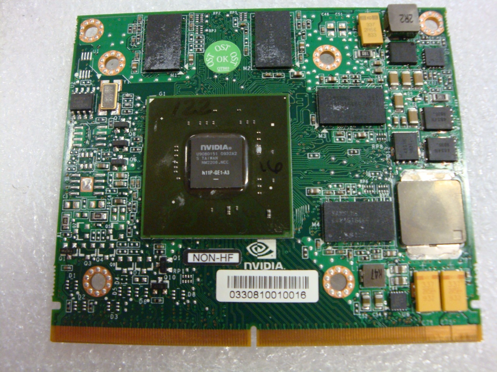 Vintage NVIDIA MXM 3.0 GeForce G330M Mobile VGA N10P-ES-A1 GT216-ES-A1 ...