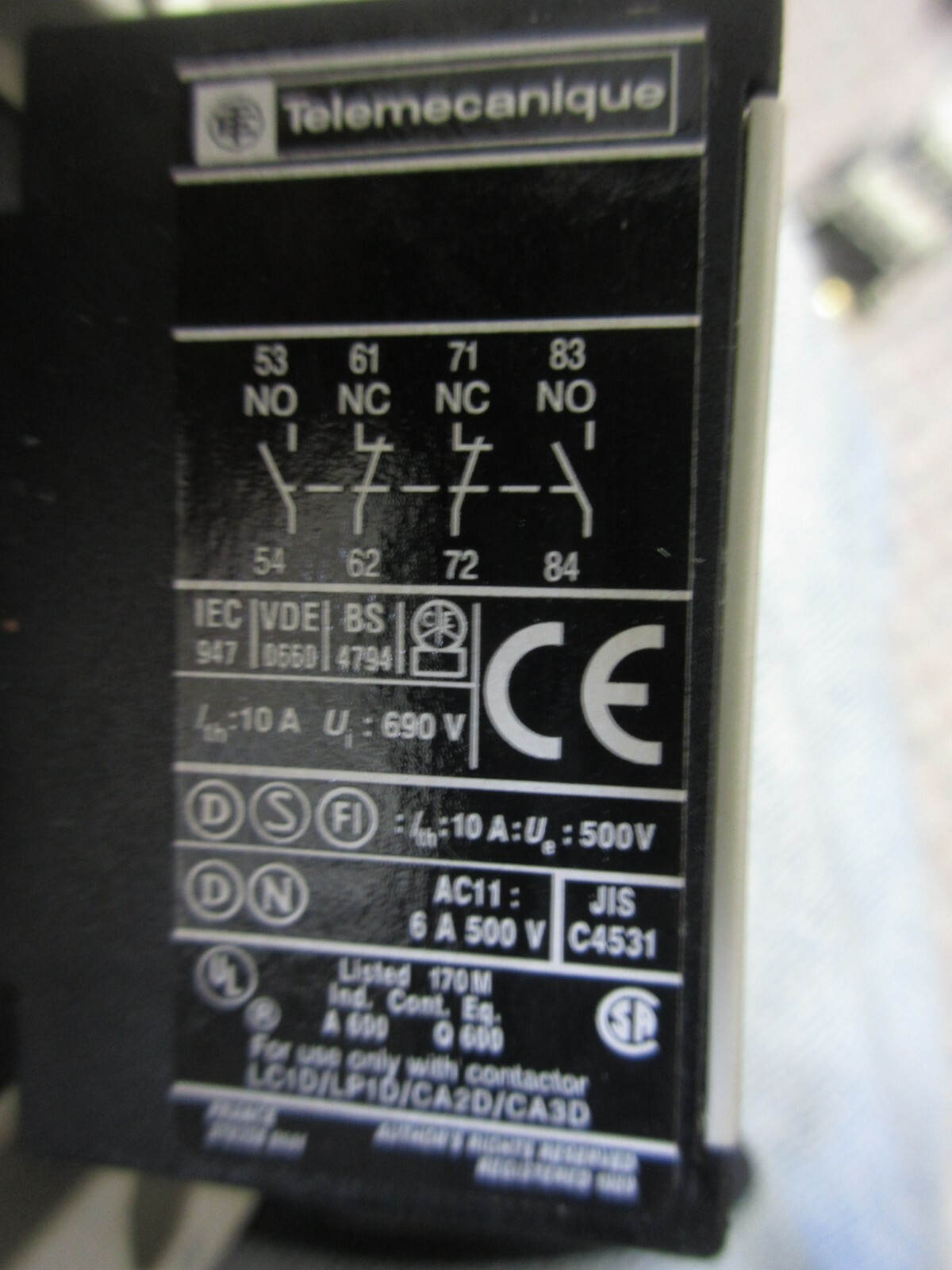 Telemecanique LC1D6511 Magnetic Contactor W/ LA1DN22 - LA4DA2U Motor ...