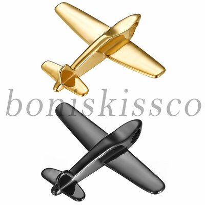 Men's Polished Stainless Steel Plane Aircraft Airplane Pendant Necklace ...
