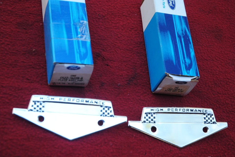 65 66 MUSTANG HIPO 289 PAIR FENDER BADGES C5ZZ 16228 B FLAWLESS CORRECT ...