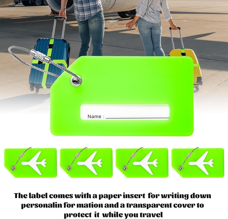 4 Adjustable Luggage Straps and 4 Name Tags Extra Strong Safety ...