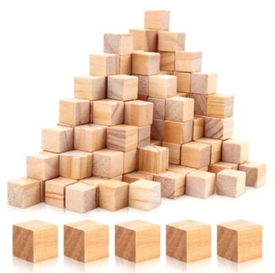 30 Pcs Wooden Cubes 3 cm X 3 cm Unfinished Small Wood Blocks DIY Crafts ...