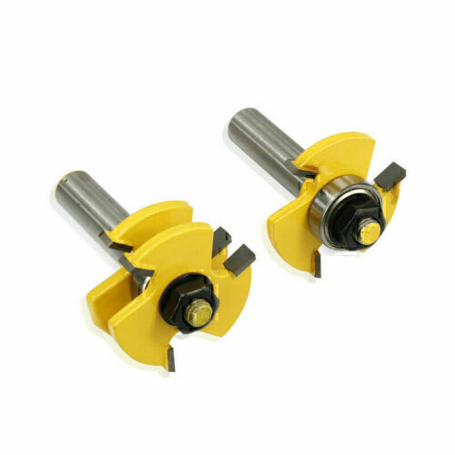 T-Shape 3 teeth Tongue and Groove Router Bits Tenon Cutter Set 2pcs 1/2 ...