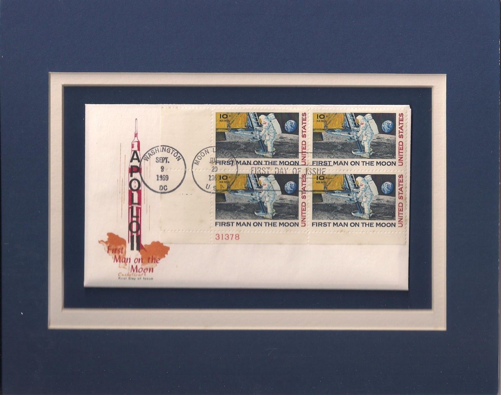 APOLLO 11 - FIRST MAN ON THE MOON - FRAMEABLE POSTAGE STAMP ART - 0474 ...