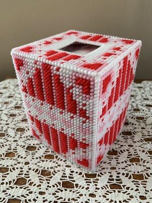 Handmade Needlepoint Plastic Canvas Tissue Box Cover - Victorian Lace ...