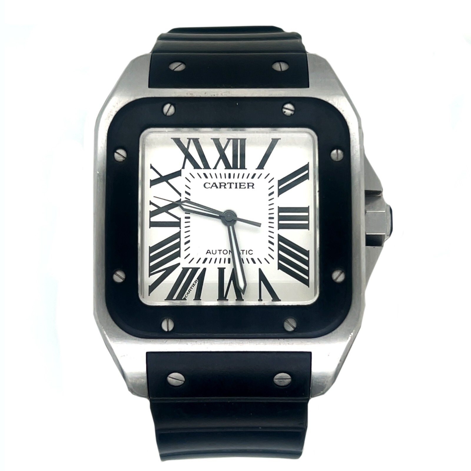 Cartier Santos 100 XL Rubber Clad Watch Stainless Steel Luxury Men’s ...