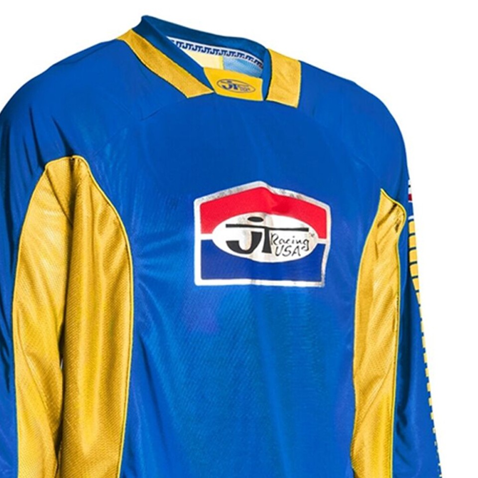 JT RACING JERSEY BLUE YELLOW PRO-TOUR MOTOCROSS MX SHIRT retro evo ...