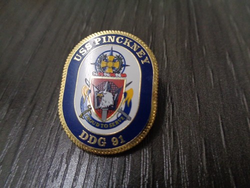 USS PINCKNEY DDG91 US NAVY PIN Guided Missile Destroyer LAPEL PIN USED ...