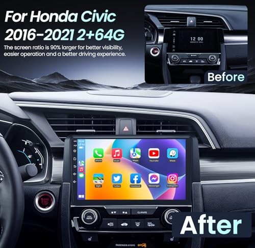 Double Din 9 Inch Touchscreen Car Stereo with CarPlay, Android Auto ...