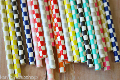 Checkers Paper Straws 25pcs colorful wedding birthday baby shower party ...