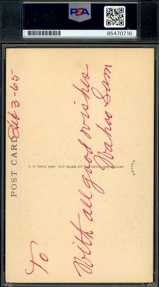 Wahoo Sam Crawford PSA DNA Signed Twice Black White Hall of Fame Plaque ...