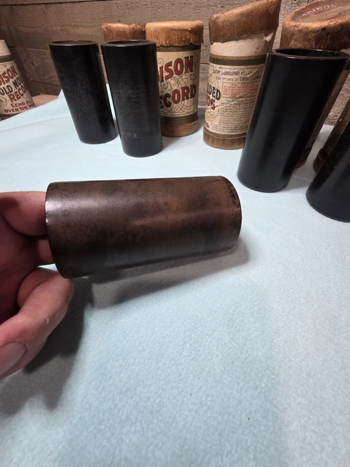 5 Early Edison Black Wax Cylinders??? 8690 12768 31766-9 Ics Spanish No ...