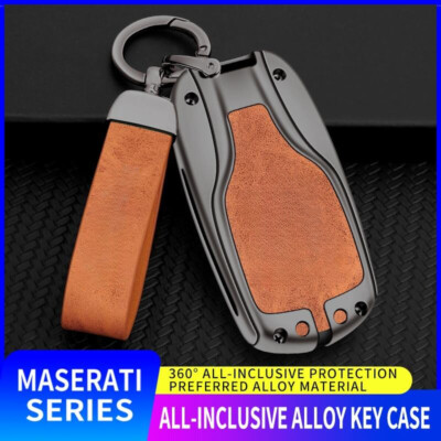 Zinc Alloy Leather Car Key Remote Fob Shell Case Cover Holder Chain For ...