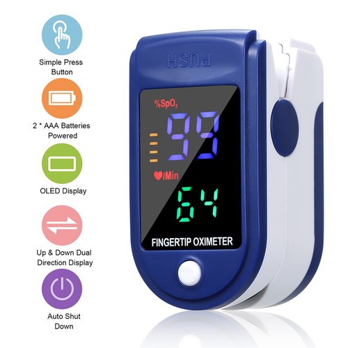 Finger Pulse Oximeter Blood Oxygen Saturation Meter SpO2 Heart Rate ...