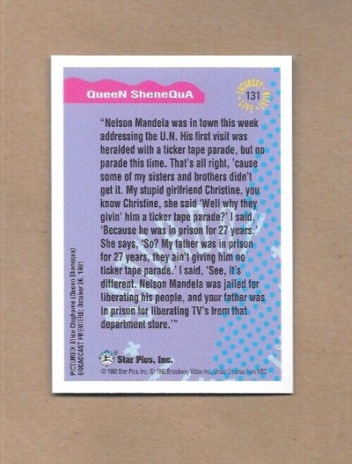 1992 Star Pics Saturday Night Live Queen Shenequa Card #131 Ellen ...