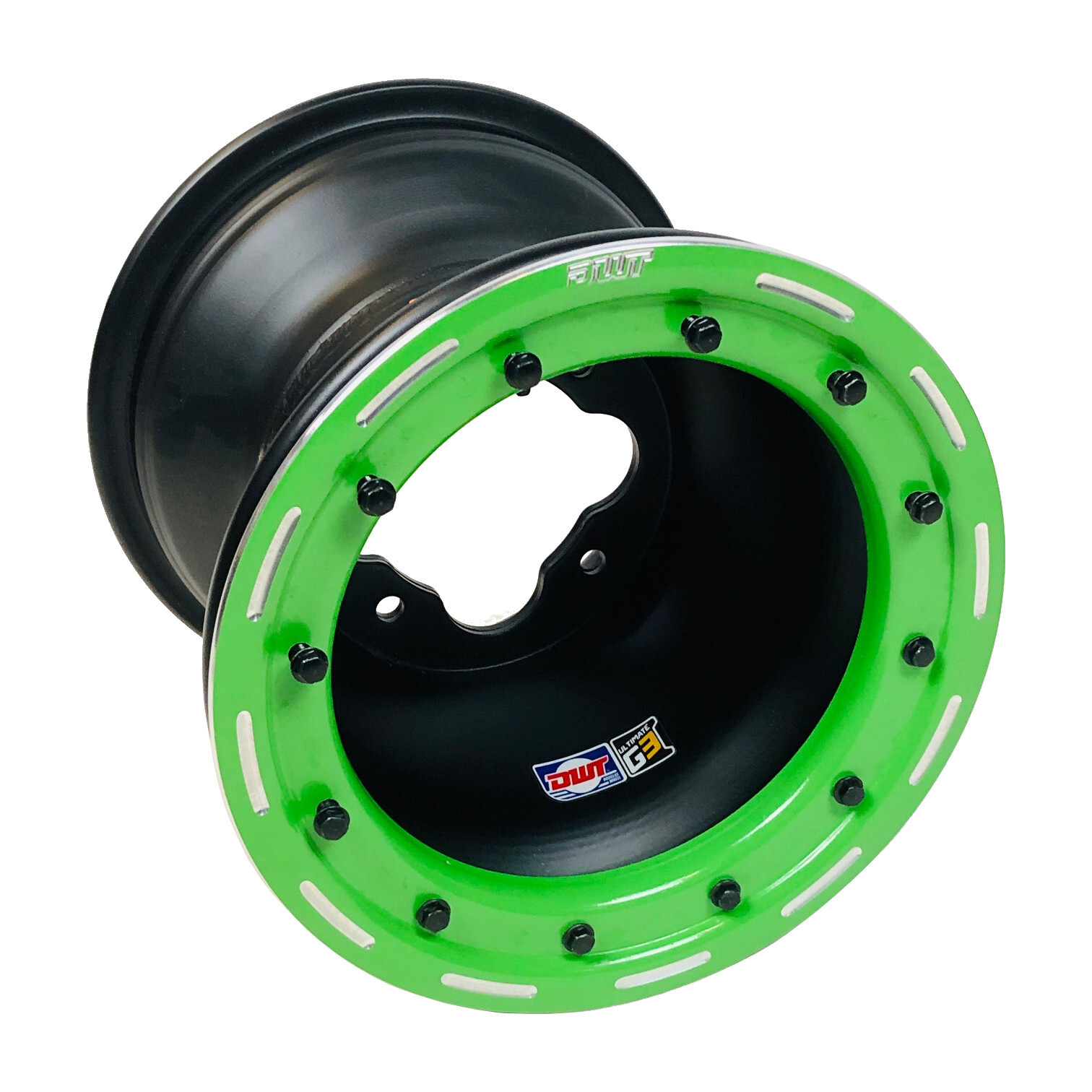 DWT G3 Rear Green Beadlock Wheels Rims Pair 9" 9x8 3+5 4/110 KFX 450R ...