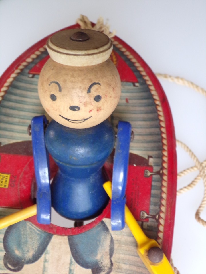 FISHER PRICE WOOD ROWBOAT STRING PULL TOY #730 | eBay
