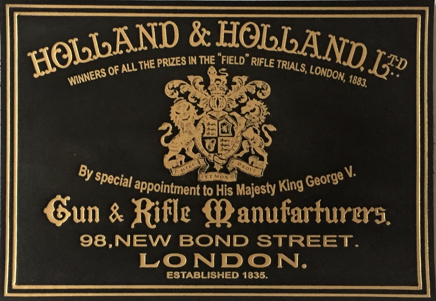 PRESENTATION CUSTOM CASE TRADE LABEL for HOLLAND & HOLLAND SHOTGUN ...