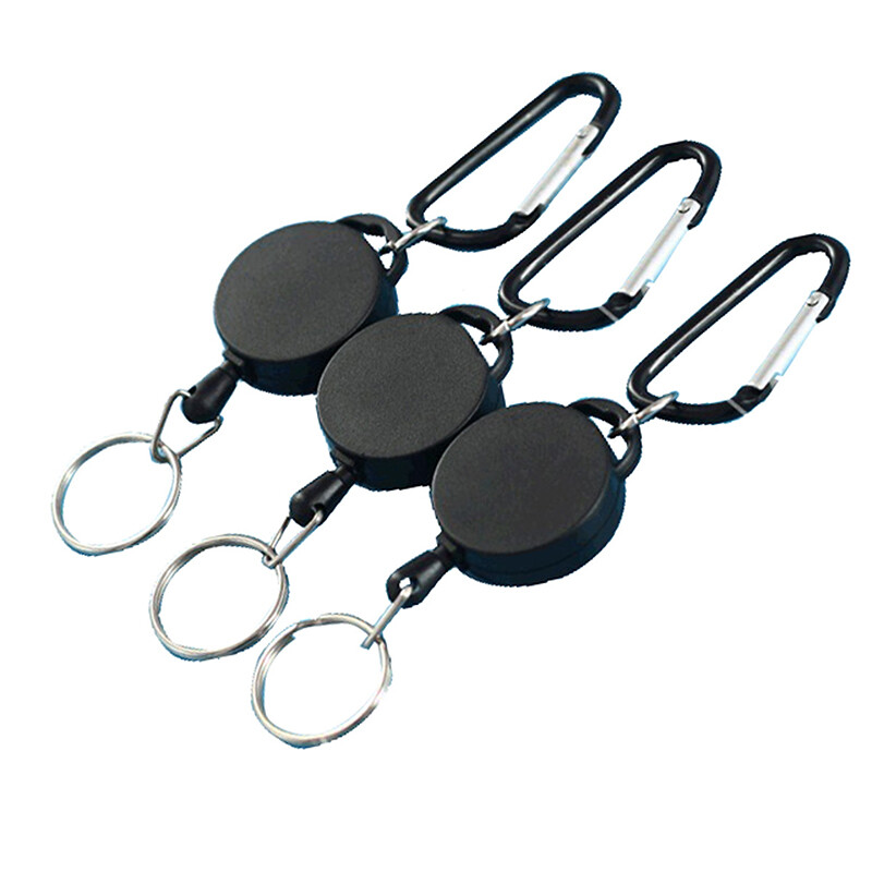 70cm Retractable Keyring Metal Wire Keychain Clip Pull Recoil Sporty ...