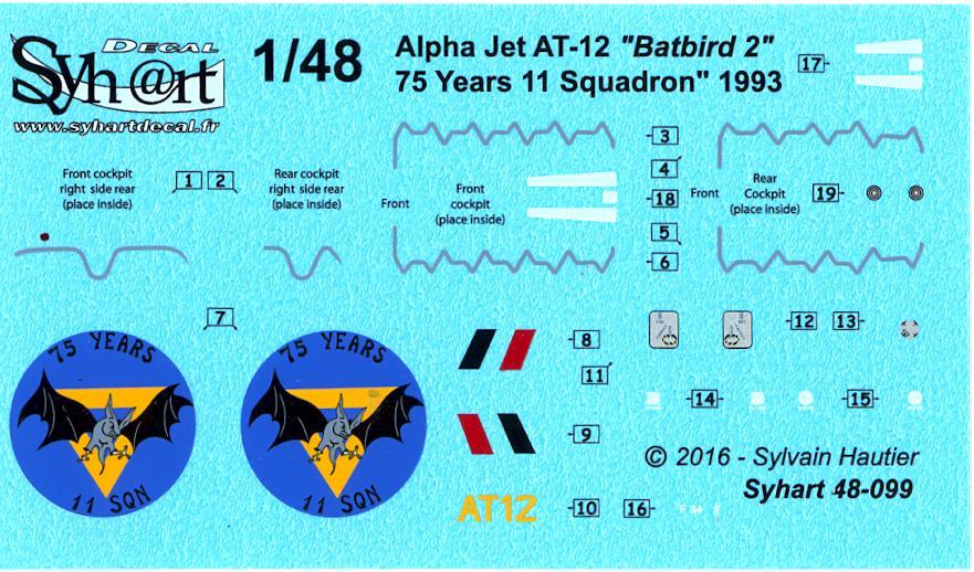 Syhart Decals 1/48 ALPHA JET Belgian Air Force "75 years 11 Squadron ...