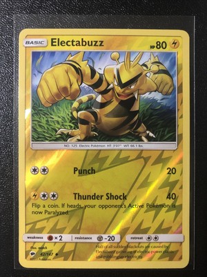 Pokémon TCG Electabuzz Burning Shadows 42/147 Reverse Holo Uncommon ...