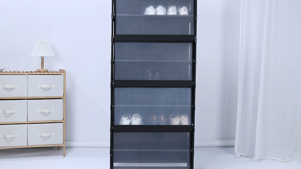 9-Layer Plastic Shoe Rack Dust-Proof Storage Organizer Flip Door 55in ...