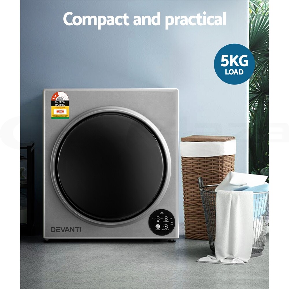 Devanti 5kg Tumble Dryer Fully Auto Wall Mount Kit Clothes Machine ...