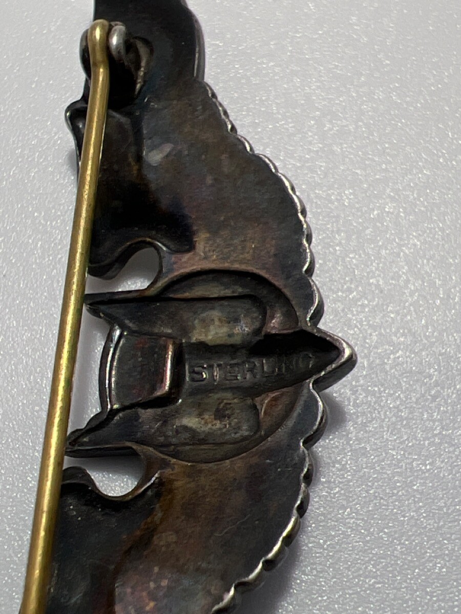 Silver WWII Aerial Gunner Bomber Winged Bullet Badge Pin 925 Silver ...