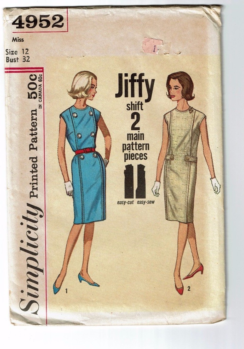 Simplicity #4952 Vintage Jiffy Shift Pattern Sz 12 unused | eBay