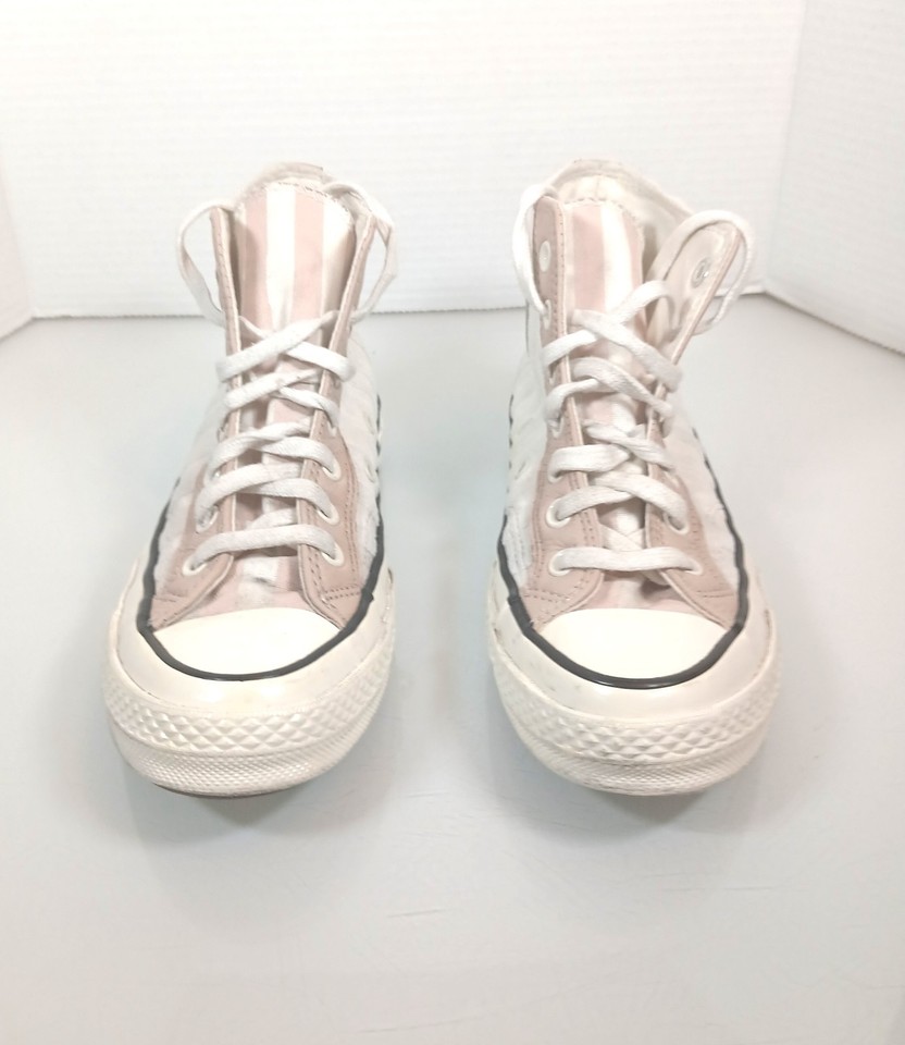 Converse Size 7.5 Chuck 70 Striped Hi Top Shoe Egret/Pink Terry Cloth ...