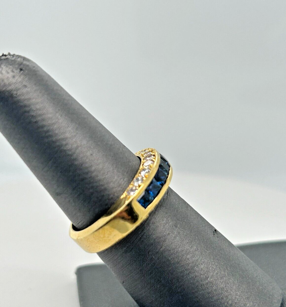 18k Yellow Gold Sapphire & Diamond Ring Signed RJM | eBay