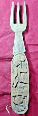 Peruvian Inca fork carved and embossed in wood | eBay