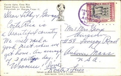 Costa Rica Ox Cart - Used Stamp 1962 Cancel Postcard | eBay