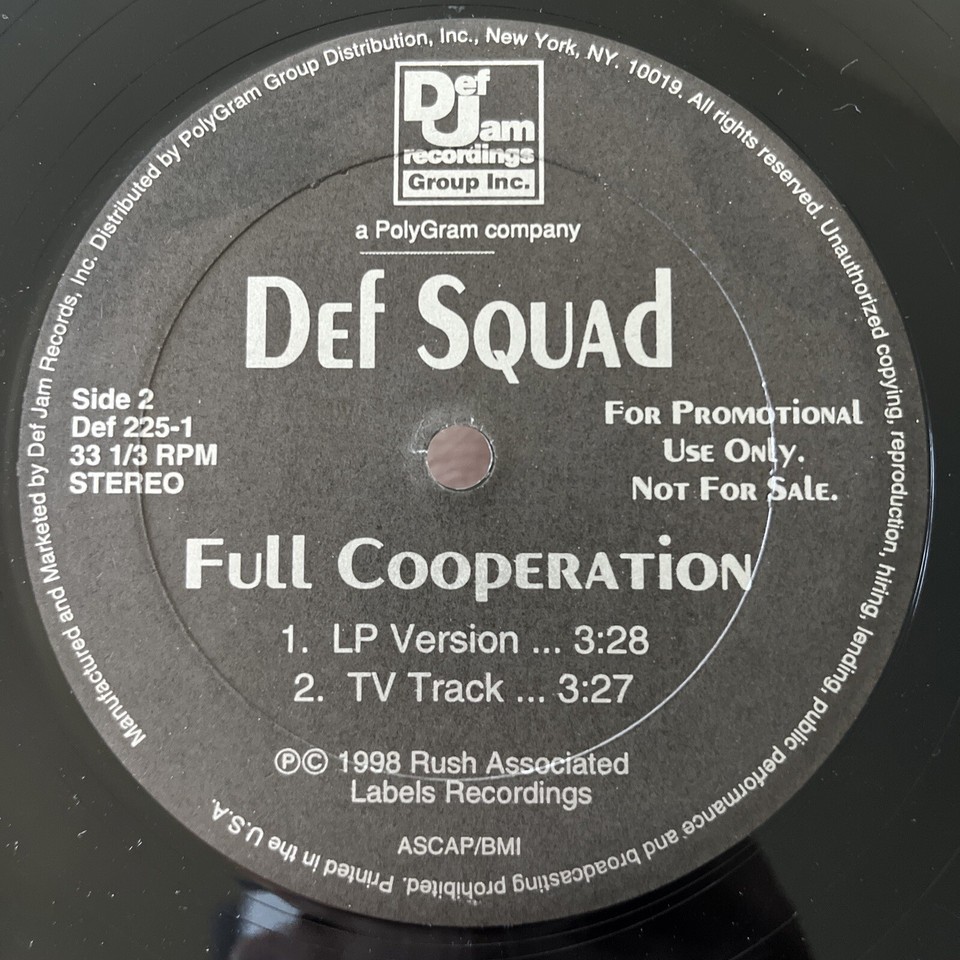 Def Squad Full Cooperation Is A Must Vinyl Record Single Redman 12 ...