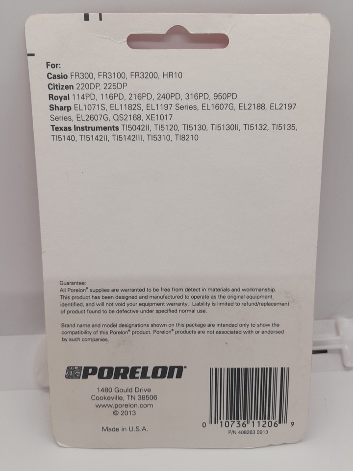 Porelon 11206 PR74 Calculator Ink Roll 1-Pack Black 10736112069| eBay