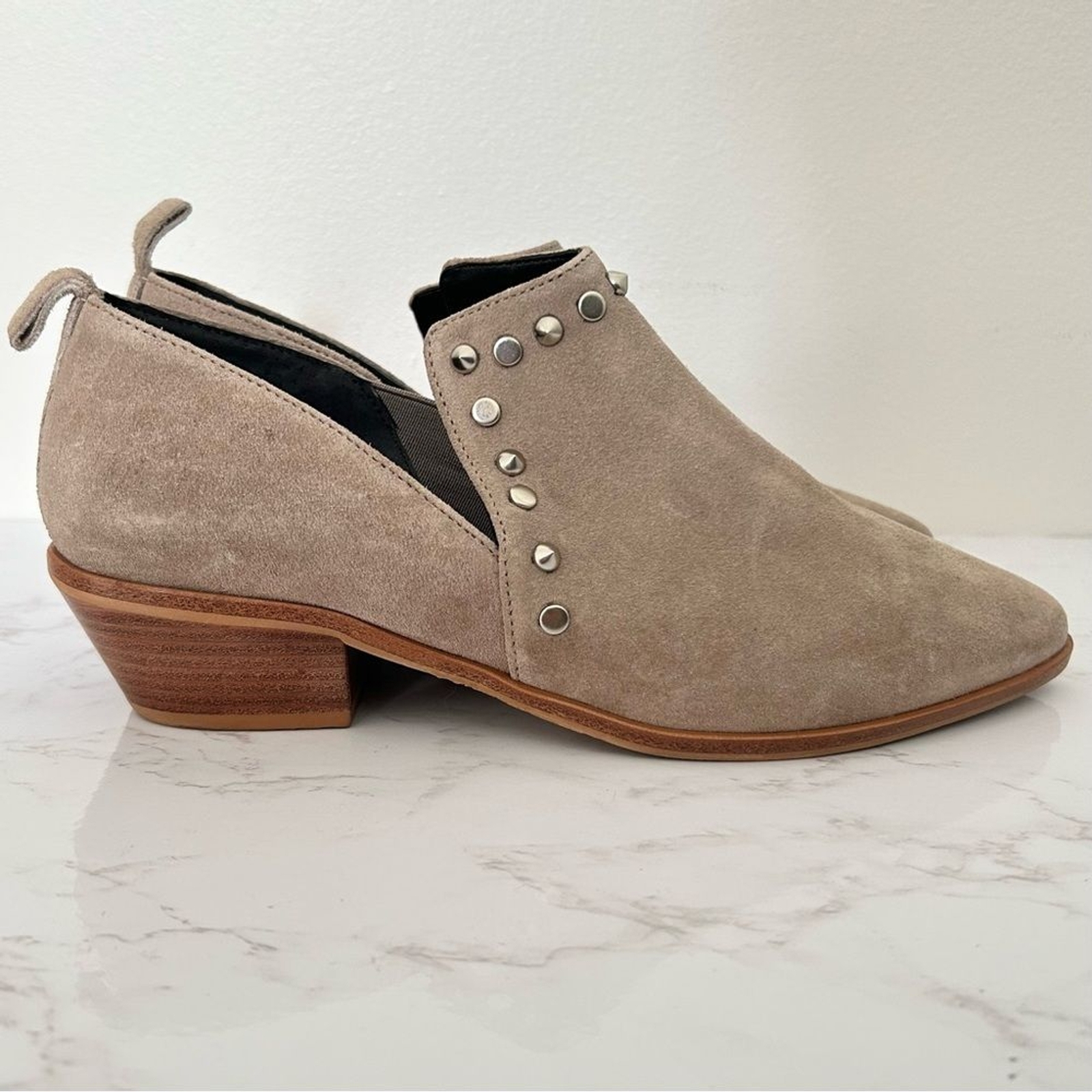 Rebecca Minkoff Annette Too Studded Suede Booties in Tan sz 8 Block ...
