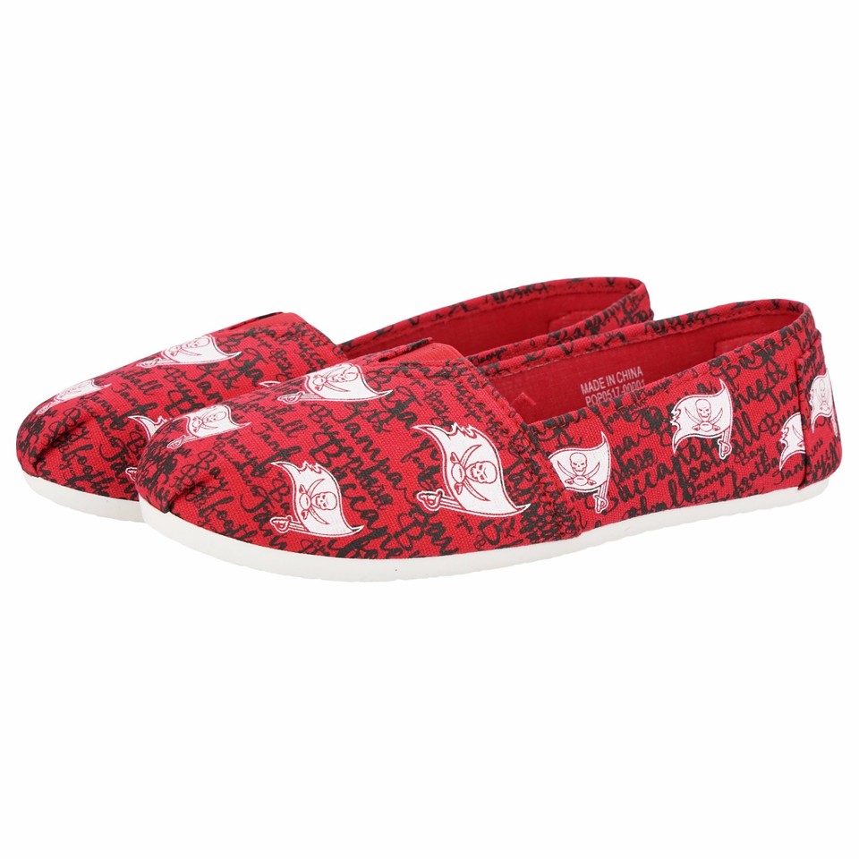 Football Women's Script Canvas Shoes Slide Slip On Flats New - Pick ...