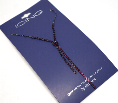 E2 Dark purple double dangle crystal Icing Claire's Jewelry NECKLACE | eBay