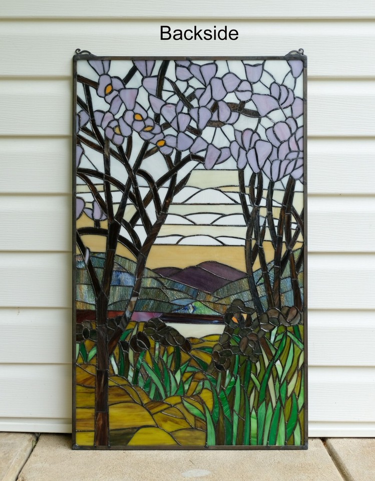 20" x 33.5" Tiffany Style stained glass window panel Dawn in Valley. TMM31 | eBay